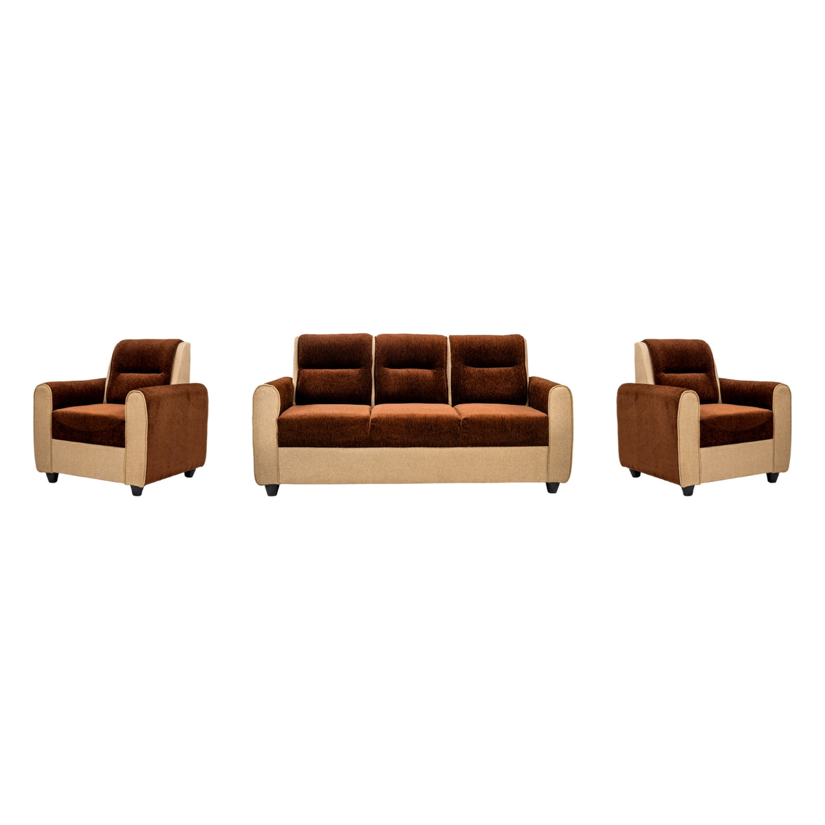 Finland Pro Relax Comfort Fabric Sofa Set (3+1+1-Seater) - Brown and S ...